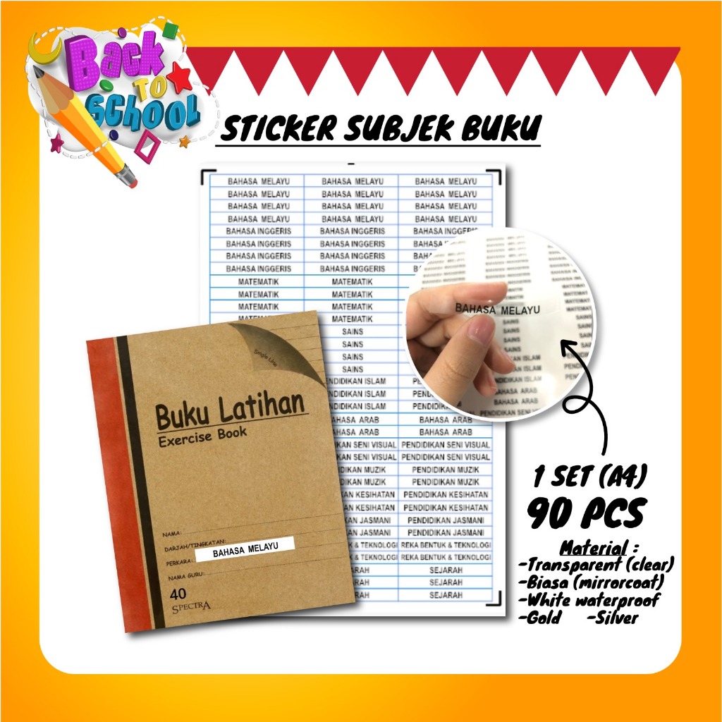 Sticker Subjek Label Mata Pelajaran Buku Murid | Lazada