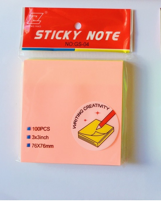 Giấy ghi chú, note 5 màu Sticky note GS-04 (3X3 inch), Xấp 100 tờ ...