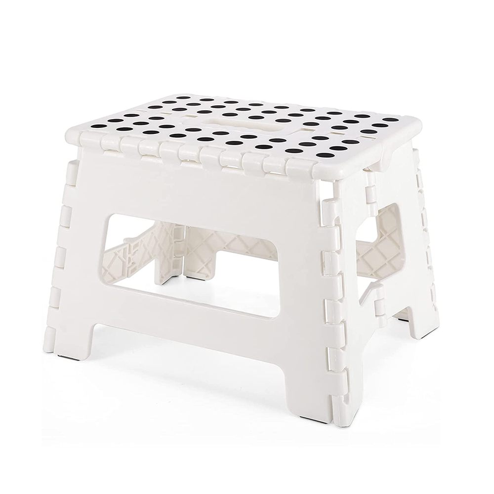 White Folding Step Stool | 2 Sizes - 27cm & 46cm H | Heavy Duty Plastic ...