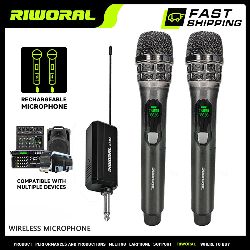 Wireless Microphone Rechargeable for Karaoke Videoke Mic Receiver 50m ...