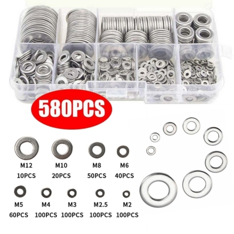360/580pcs Boxed M2 M3 M4 M5 M6 M8 M10 M12 304 Stainless Steel Ultra ...