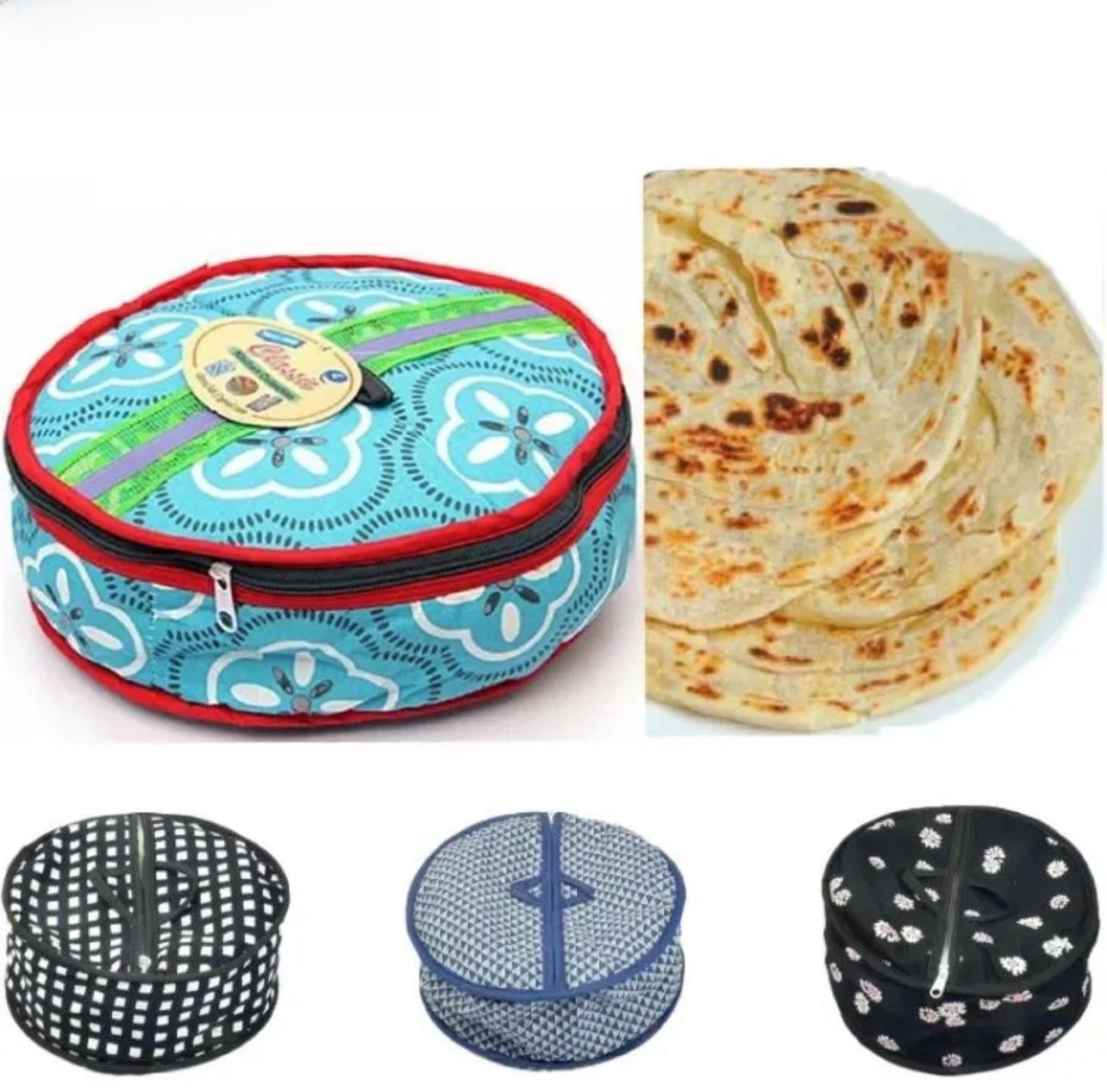 1 PCS Printed Cotton Roti Basket Circle - Roti / Chapati Box - Multi ...