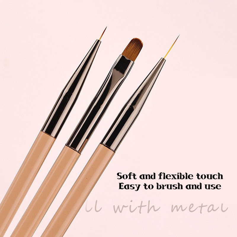 3 Pcs Manicure Brushes Dual Use Gel Gradient Brush Ultra Thin Line ...