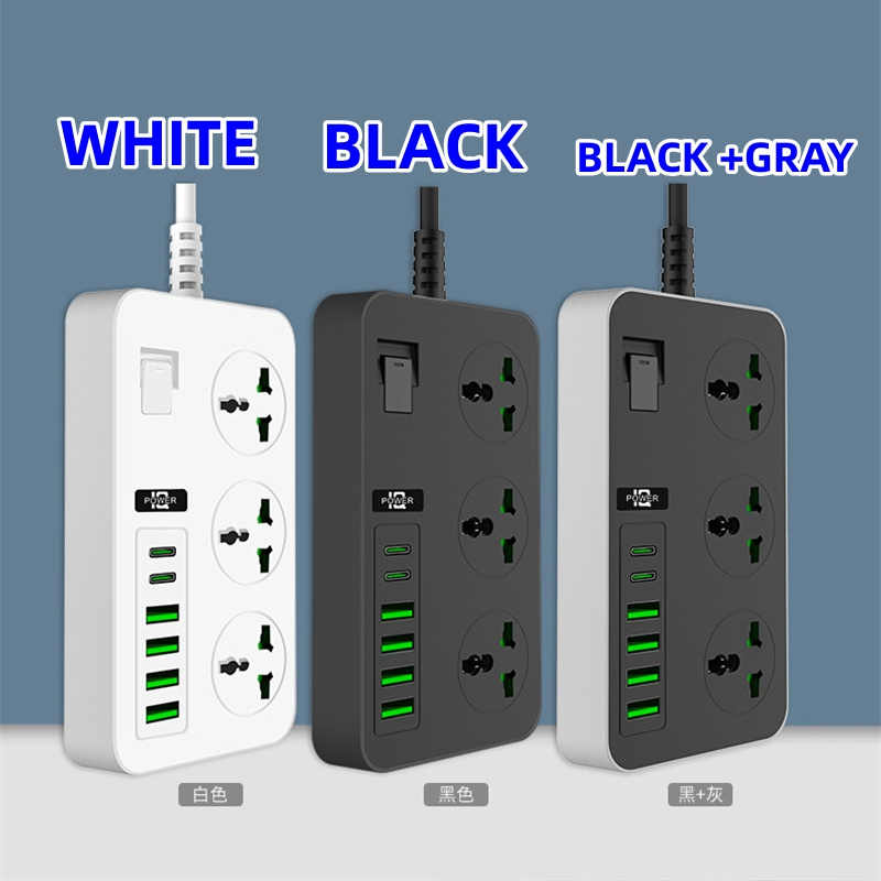 BLACK WHITE 3 WAY 4USB TYPE C Malaysia High power Smart socket UK 3 PIN ...
