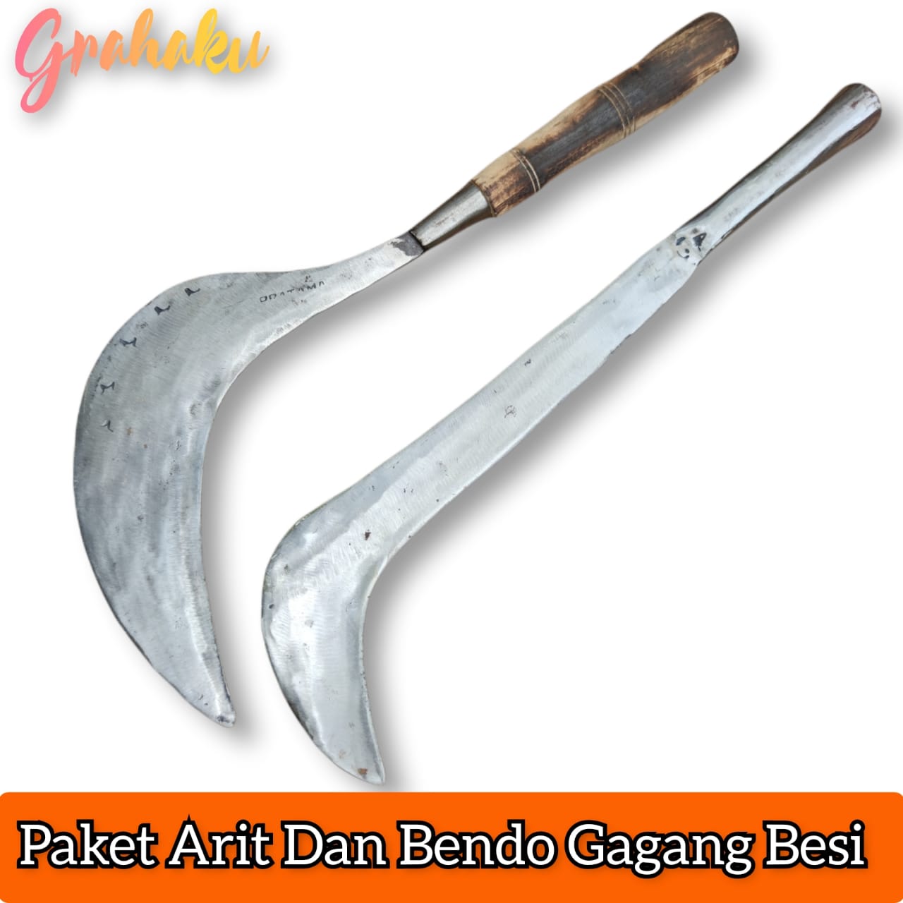 Paket Arit Baja Asli Super Tajam Dan Bendo Gagang Besi - Arit Sabit ...