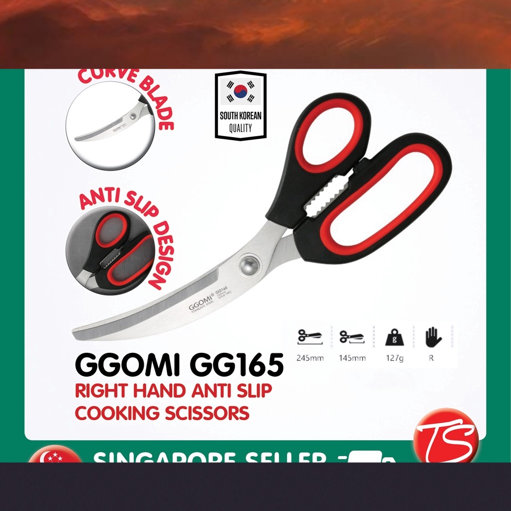 [SG SELLER] GGOMI Korean BBQ Barbecue Scissors for Cutting Meat Vegetable Ergonomics Dual Hand ...