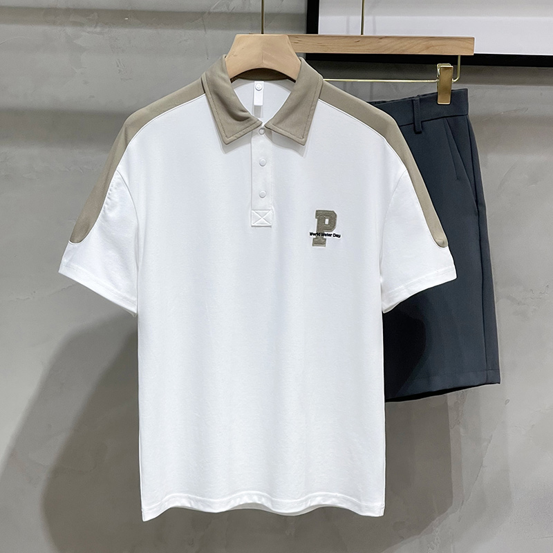 901A เสื้อแขนสั้นเย็บหลวมๆ T เสื้อฤดูร้อนผู้ชายปกพับ polo เสื้อแฟชั่นแบรนด์แฟชั่นคอปกครึ่งแขน ...