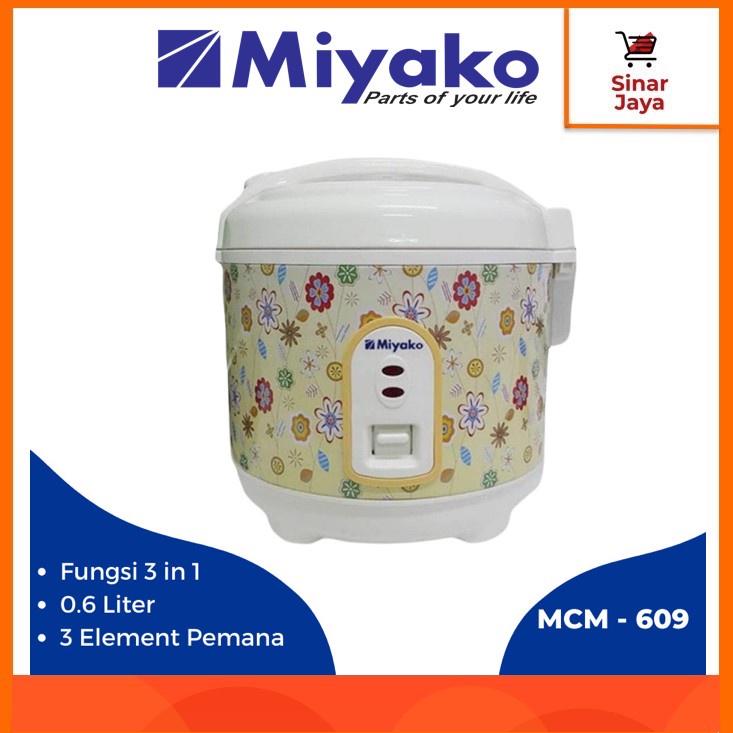MIYAKO MCM-609 Rice Cooker / Magic Com 0.63 Liter (3in1) | Lazada Indonesia