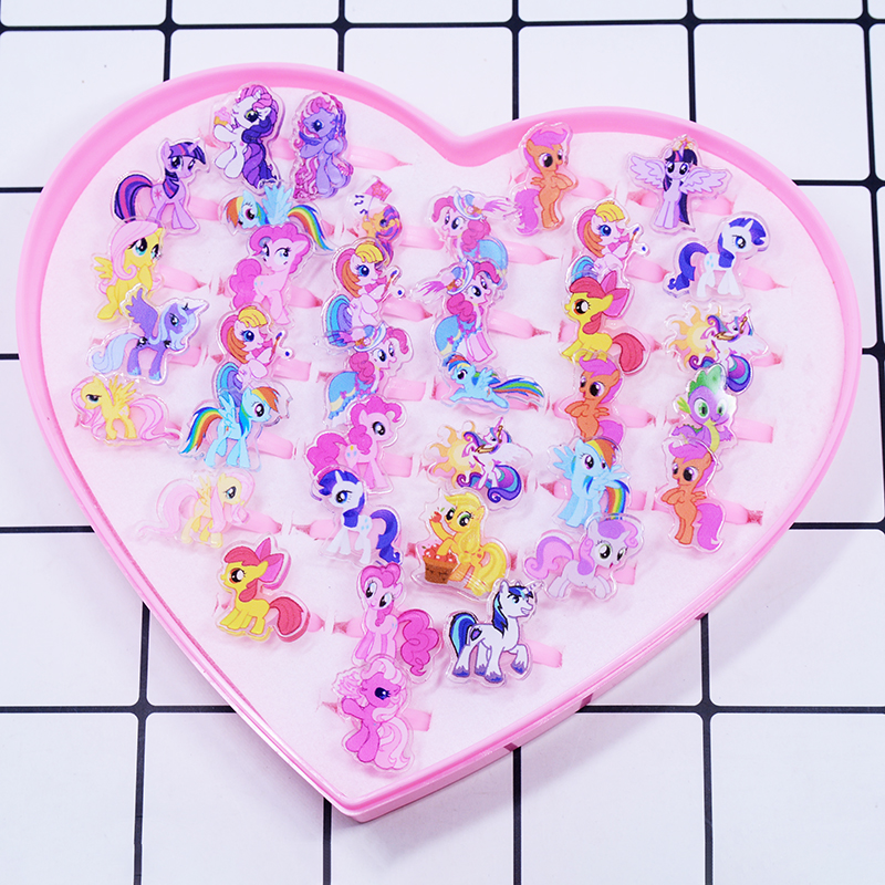 10/20Pcs MINISO Cartoon Animal unicorn My Little Pony Rings Acrylic ...