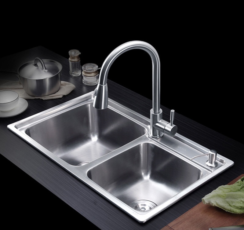 SUS304 Stainless Steel Stretch Sink Kitchen Double Sink 81x43x20cm ...