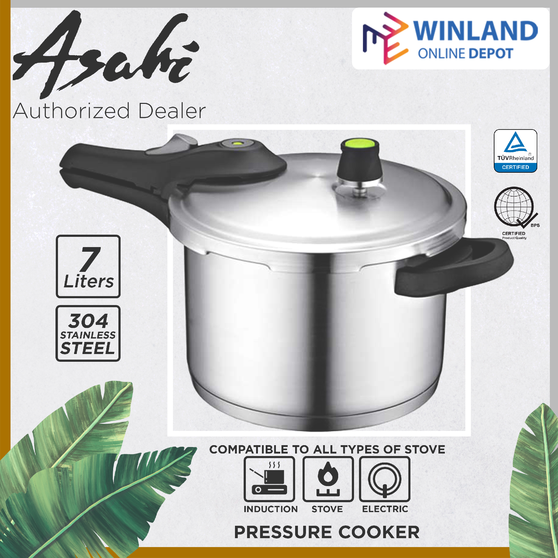 ASAHI by Winland 7 Liters Multi-Protected Pressure Cooker with ...