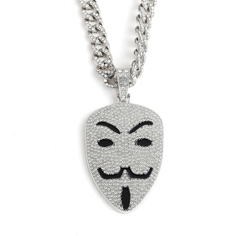【New Arrivals】Alloy Diamond Beard Men's Mask Pendant Full Diamond Hip ...