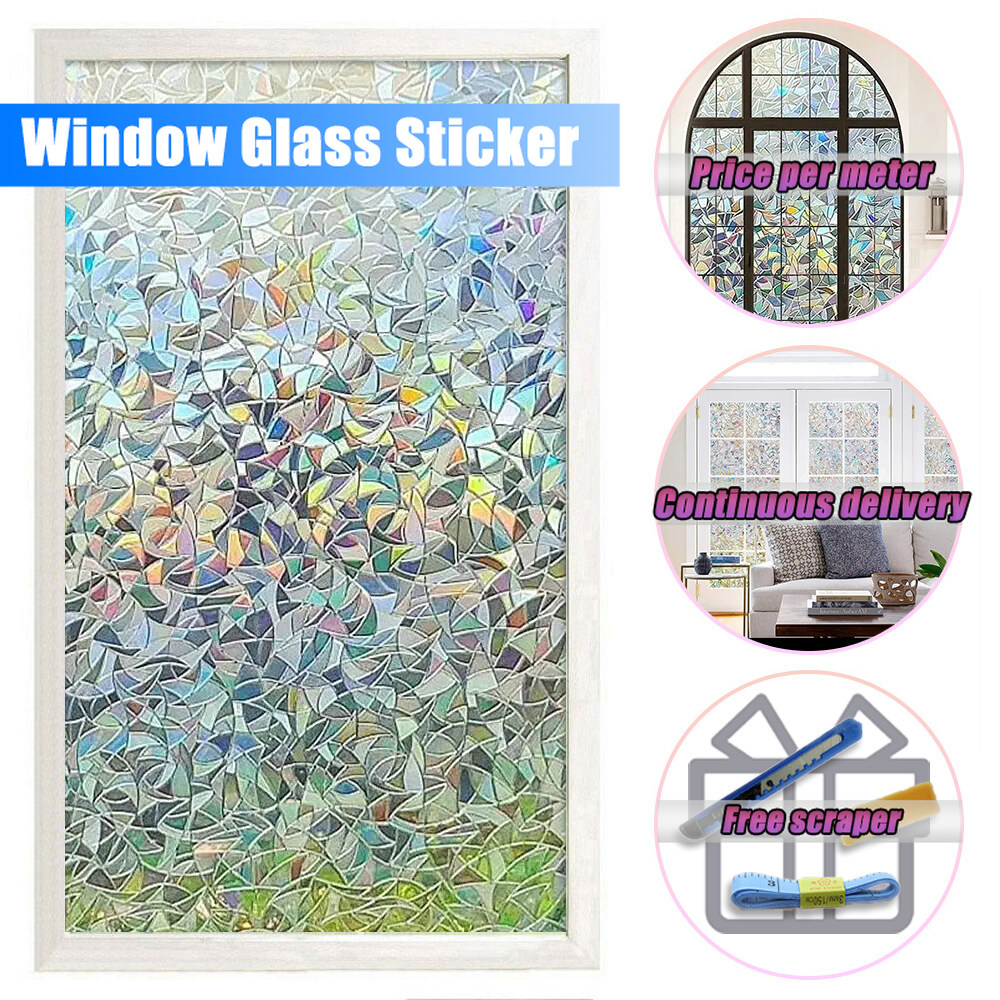 Window Film Sticker 3D Rainbow Window Sticker Removable Non-Adhesive ...