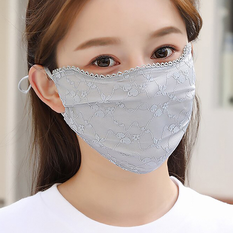 Universal Thin Ice Silk Sunscreen Lace Mask Sunshade Solid Color ...