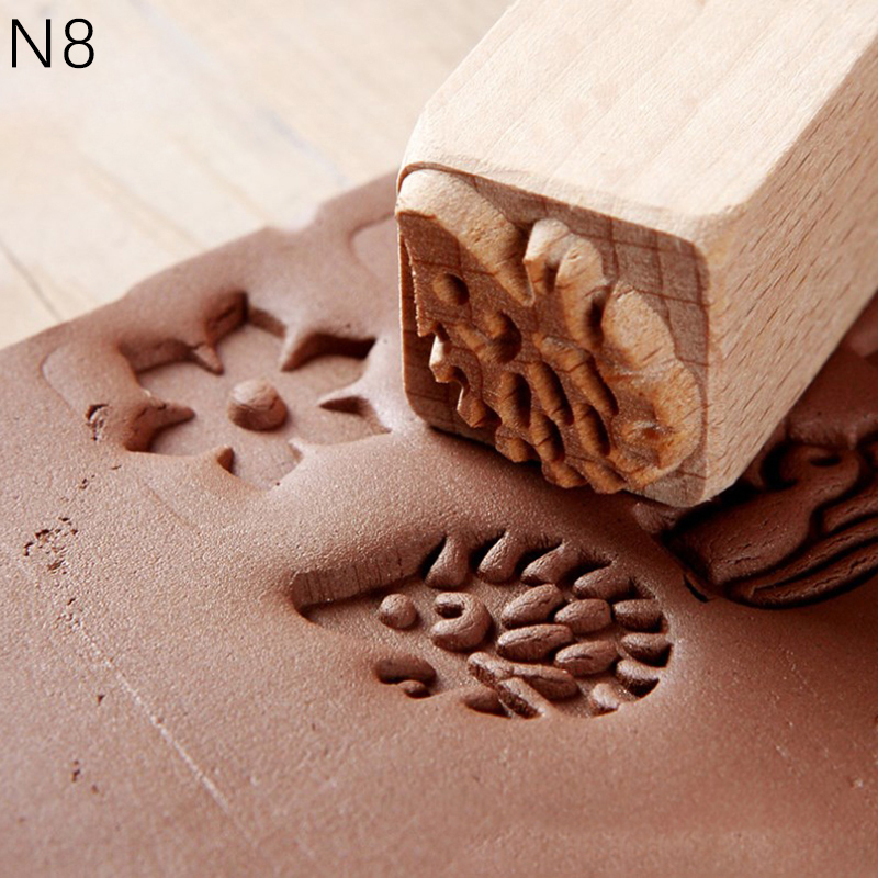 Hand Carved Wooden Stamps Wood Seal for Printing DIY Clay Pottery ...