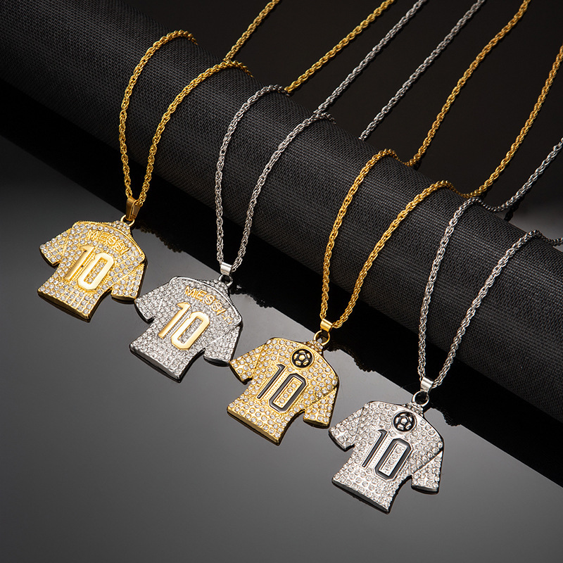 Hip Hop Personality Trendy Full Diamond Necklace MESSI Messi No.10 ...