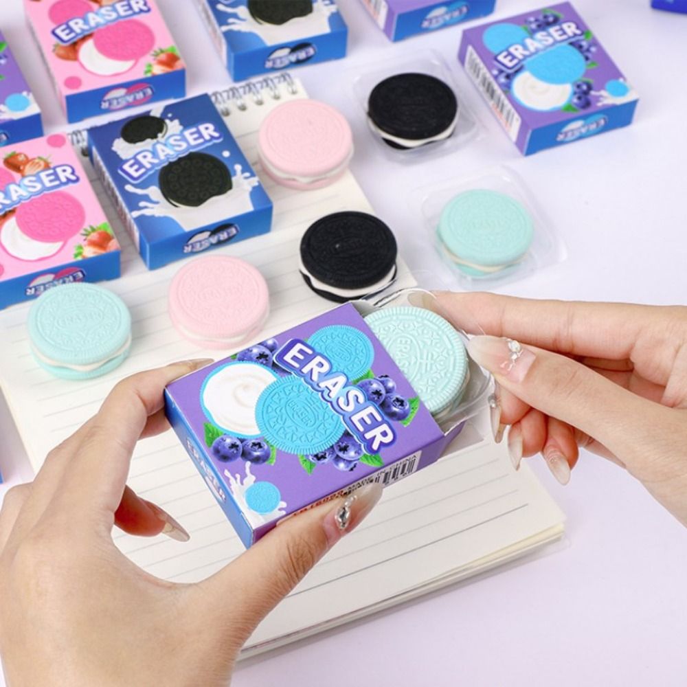 Novetly Interesting Cute Biscuit Eraser Funny Wiping Simulation Oreo ...