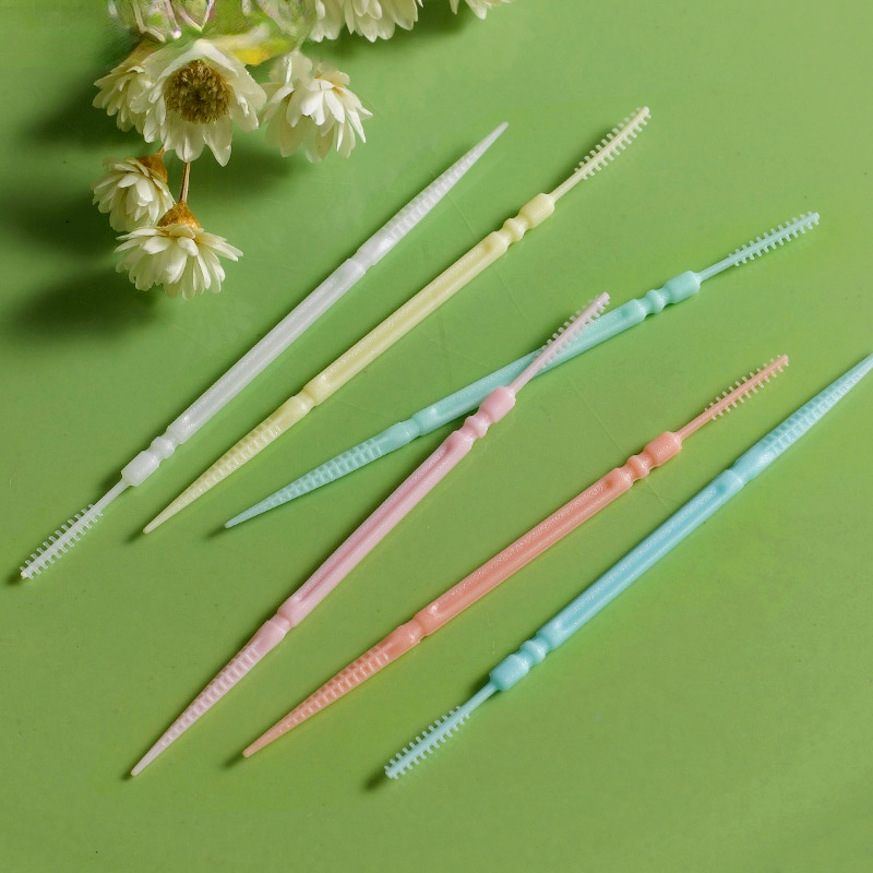 【High-quality】100 Pcs Double-Headed Oral Care Brush Pick Interdental ...