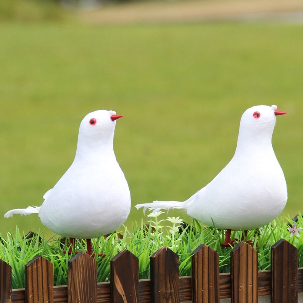 Vivid Small Peace Dove Bird Spread Wings White Pigeon Foam Feather ...