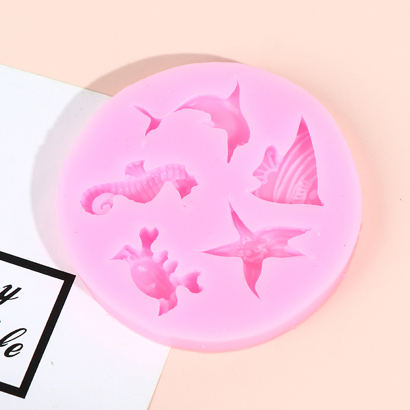 3D Dolphin Crab Fish Seahorse Starfish Silicone Mold for cake ...