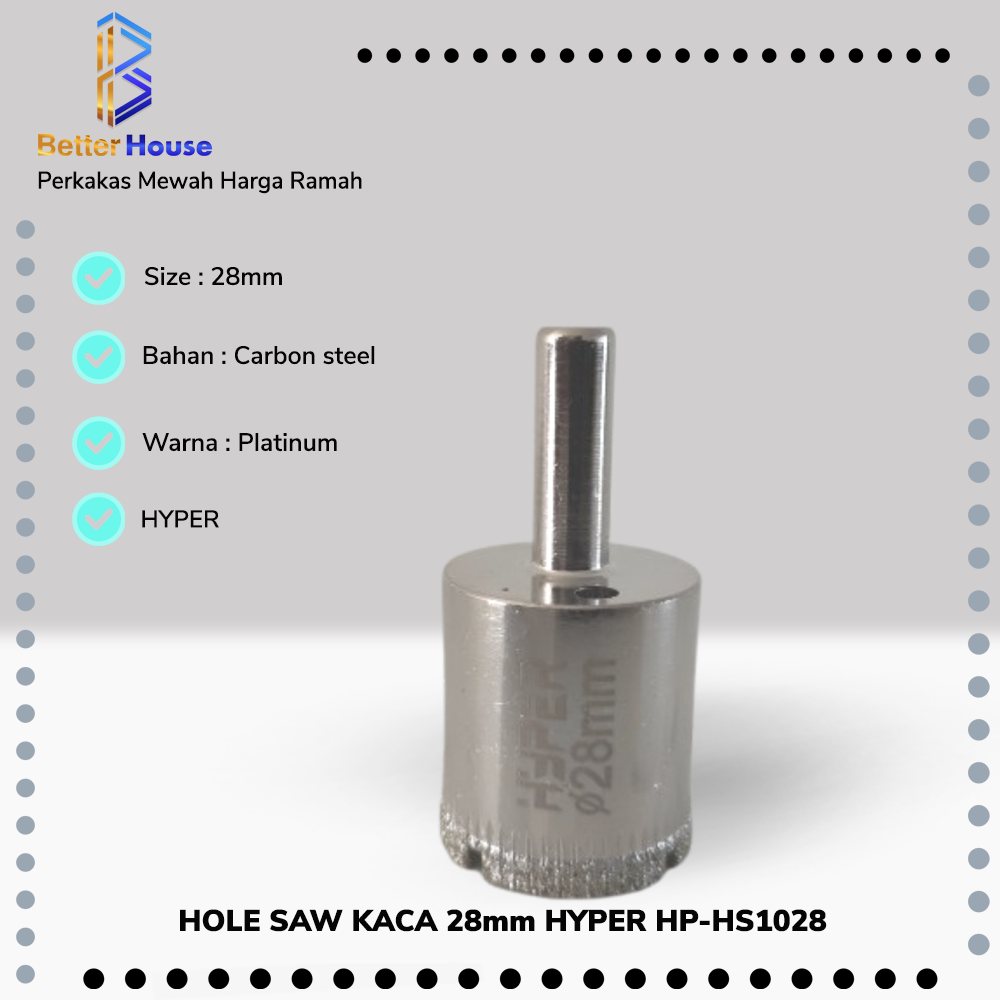 MATA BOR KACA KERAMIK GRANIT DIAMOND HOLE SAW KACA 28mm HYPER HP-HS1028 ...
