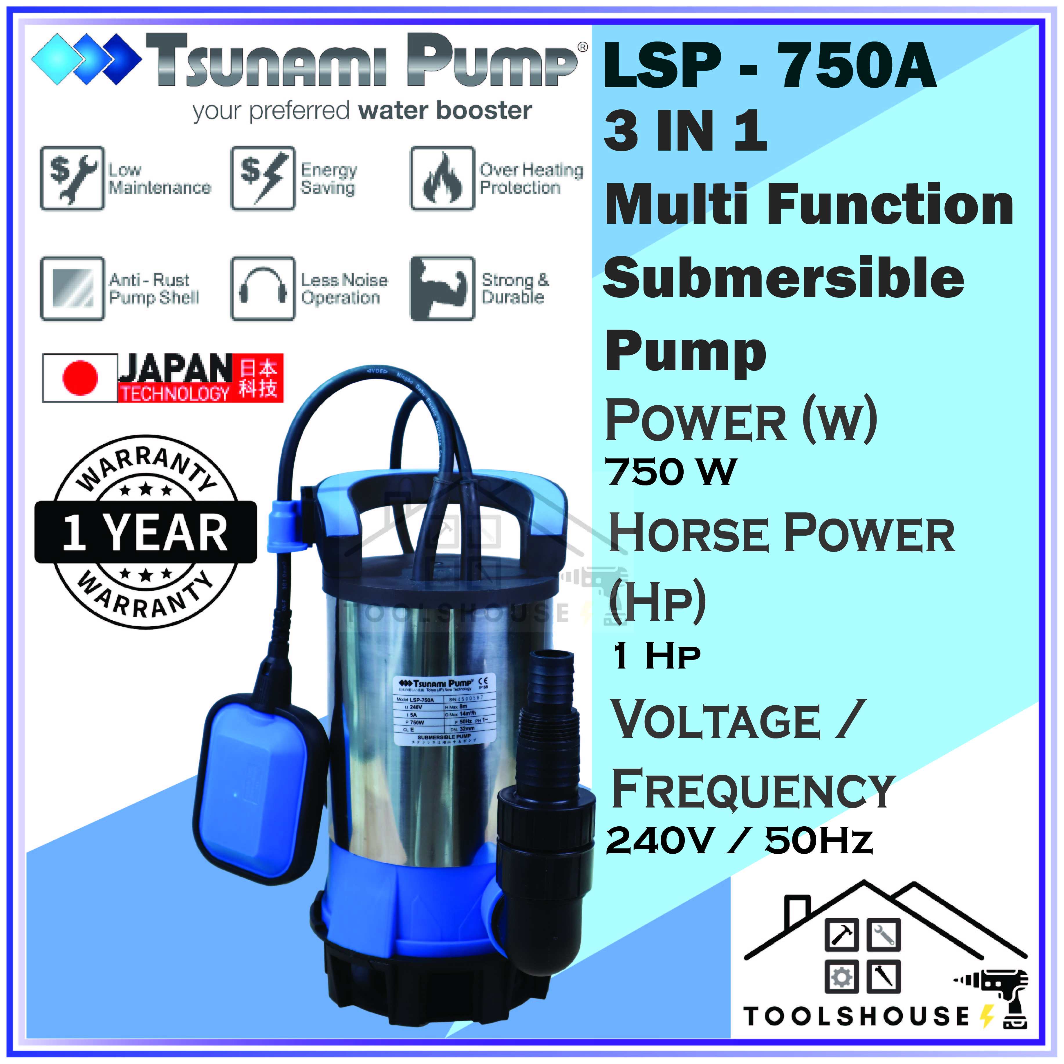 Tsunami 3in1 Multi Function Submersible Pump LSP350A / LSP750A Fish ...