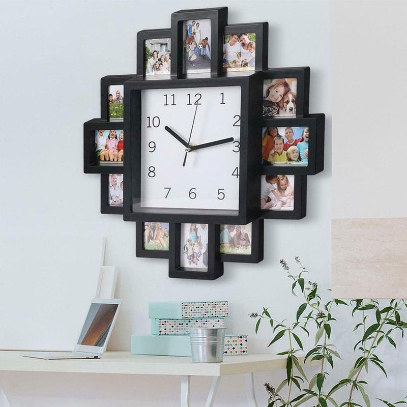 【High-quality】16 Inch Photo Frame Fashion Clock Metal Photo Frame Wall ...