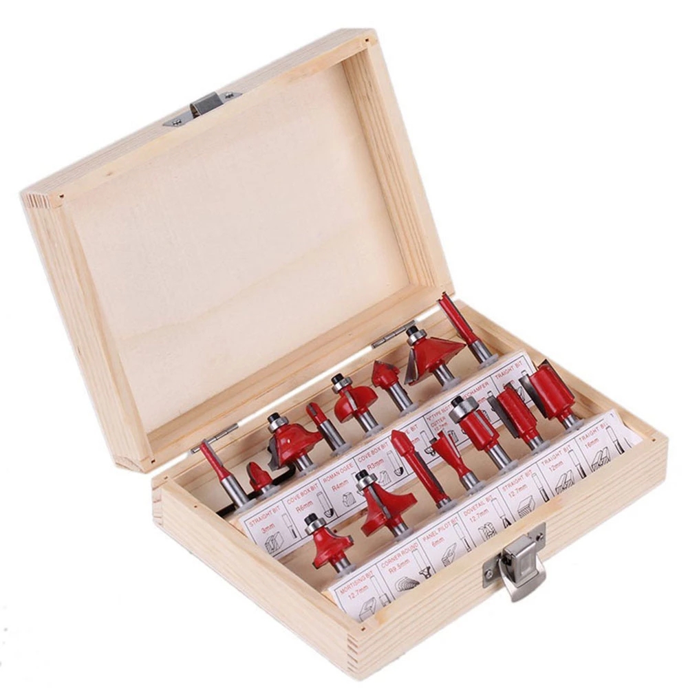 Philibs 15pcs Router Bit Set Trimming Straight 1/4 Shank Woodworker ...