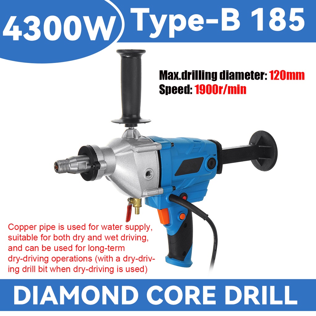 1900RPM Electric Diamond Core Drill Dry Wet Handheld Concrete Core ...