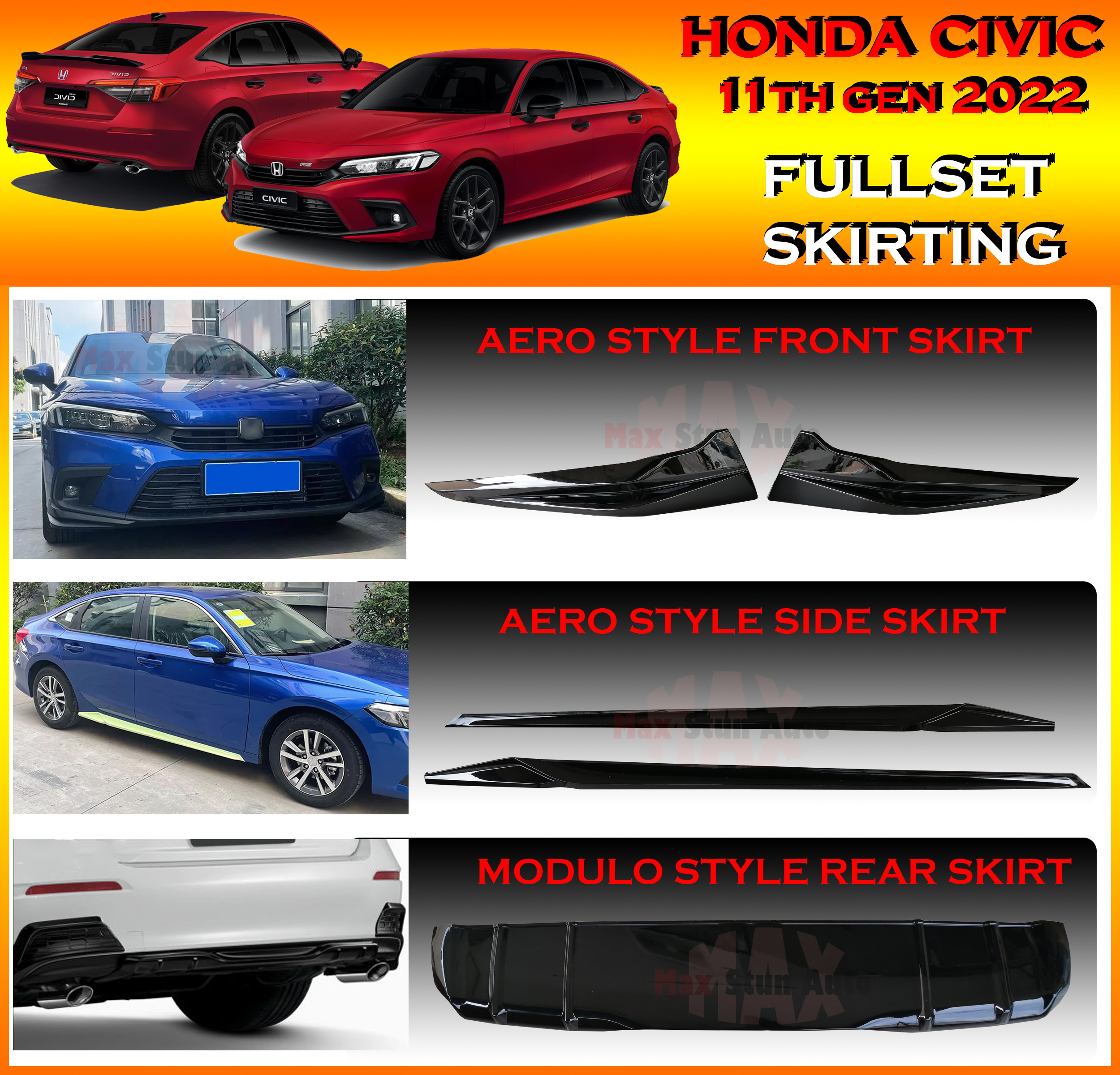 HONDA CIVIC FE 2022 11th GEN FULLSET SKIRTING BODYKIT (AERO & MODULO ...