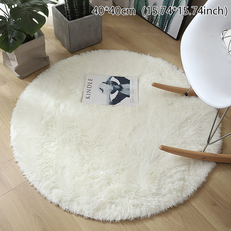 Fluffy Wool Rug Living Room Carpets Faux Fur Round Mat Kids Room Long ...