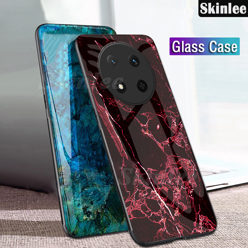 Phone case For Honor X9C Back cover Fashion Marble Hard Tempered Glass ...