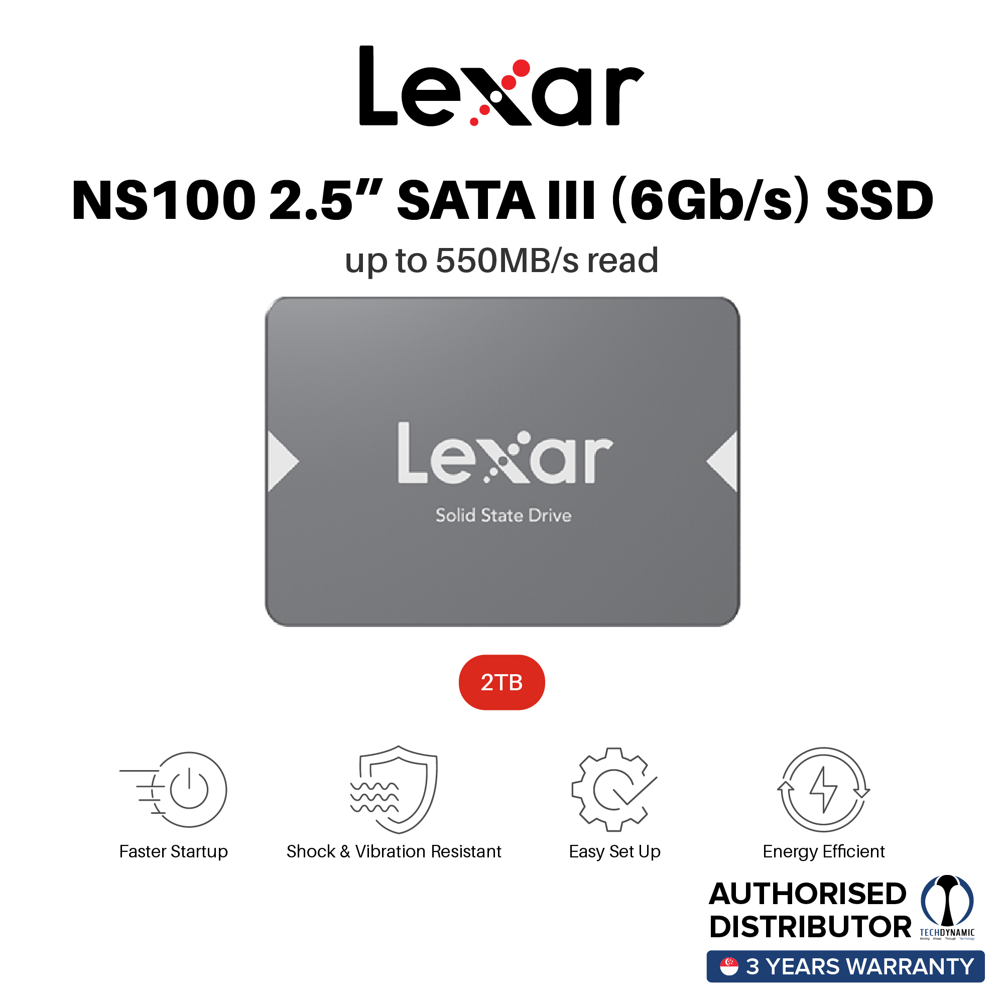 LEXAR NS100 2.5” SATA III Internal SSD, Solid State Drive, Up to 550MB/s Read [128GB, 256GB ...