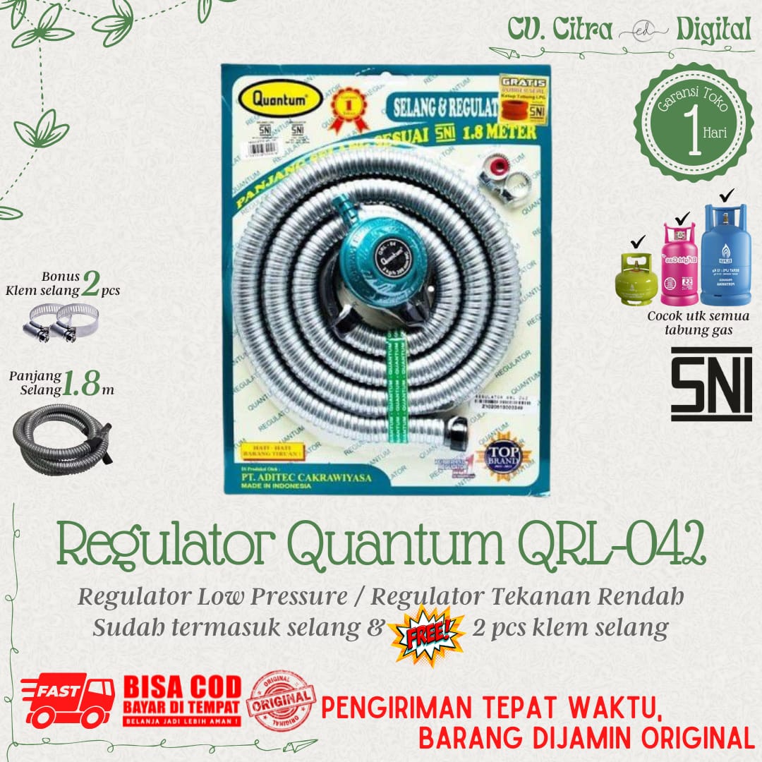 Paket Selang Regulator Gas Quantum QRL-042 plus / QRL-032 / QRL-142 ...