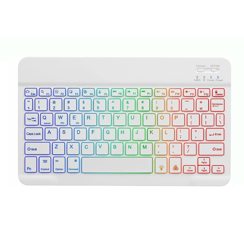 Backlit Led Keyboard 10 inch Wireless Rechargeable Keypads for Phone PC ...