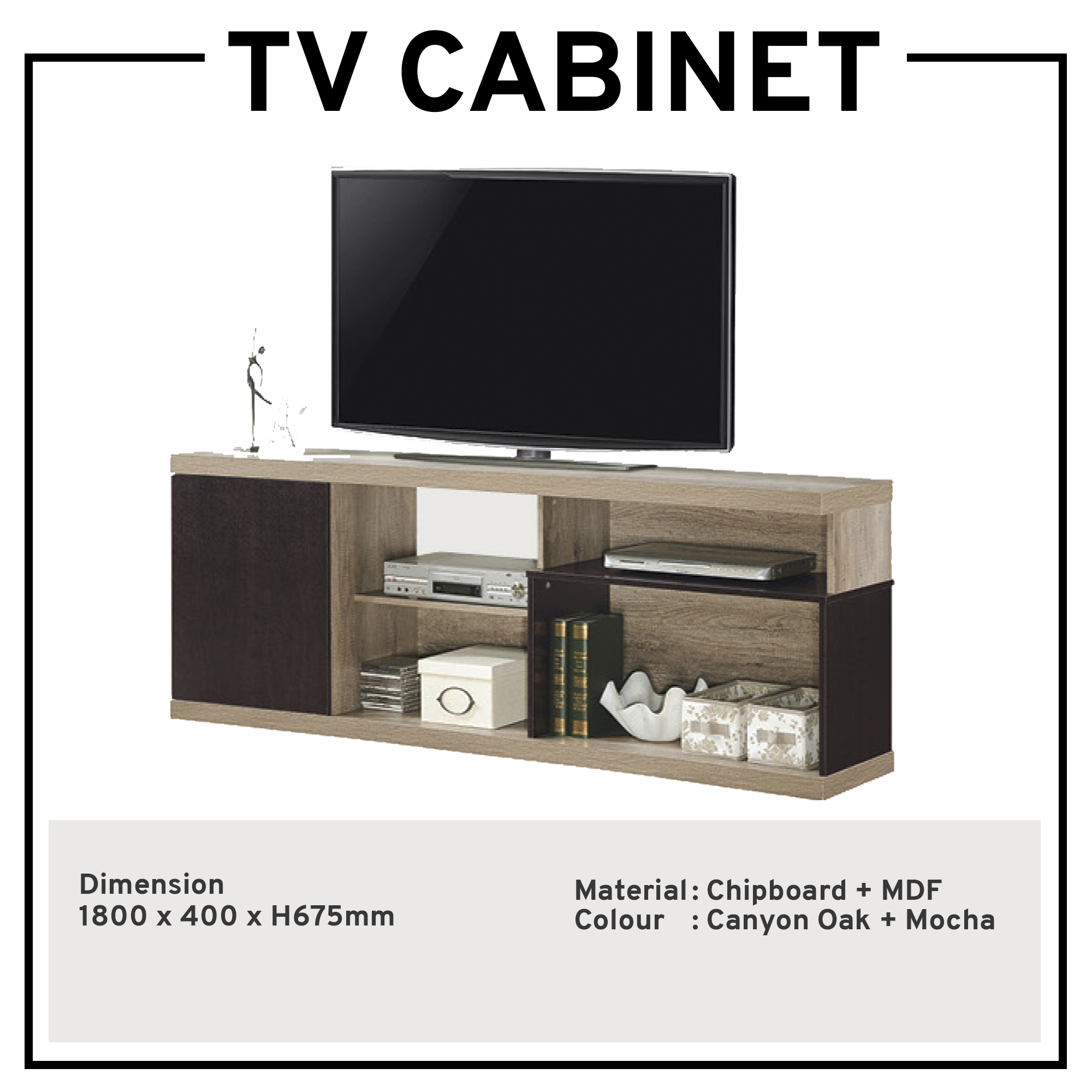 TV Cabinet 6ft TV Console Living Hall Cabinet Media Storage Cabinet ...