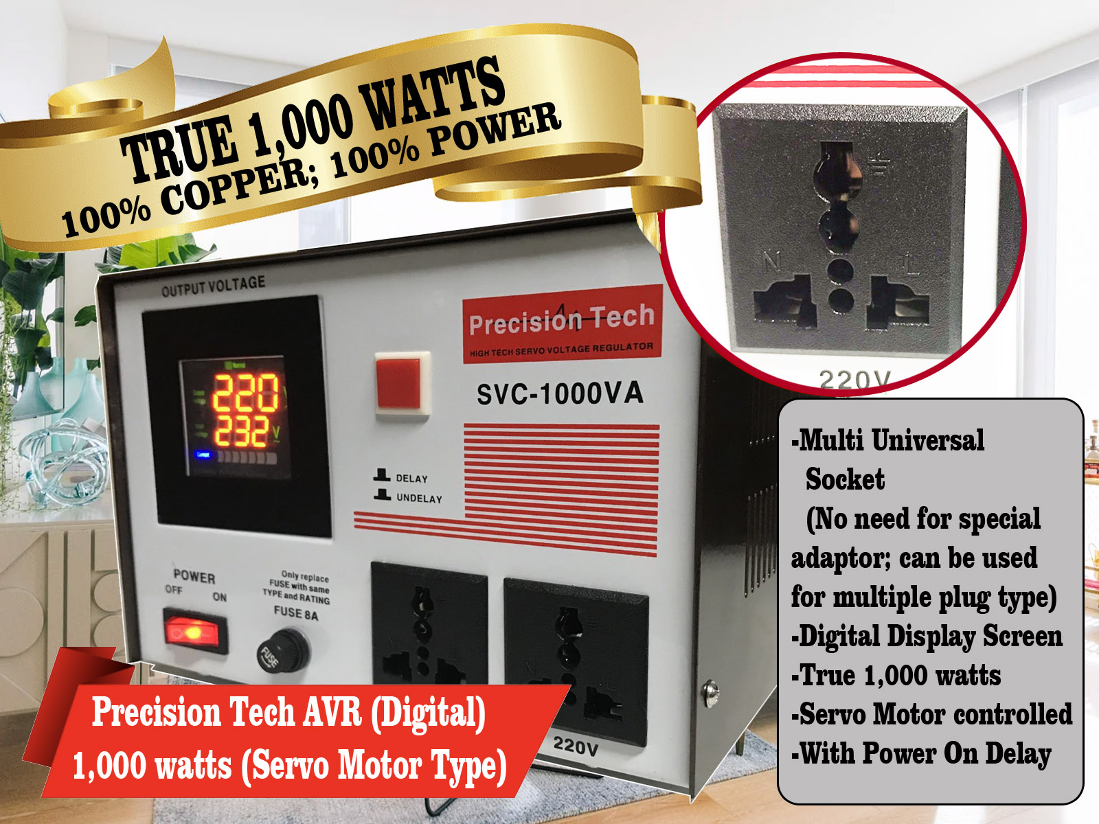Precision Tech AVR 1000watts with Digital Display | Lazada PH