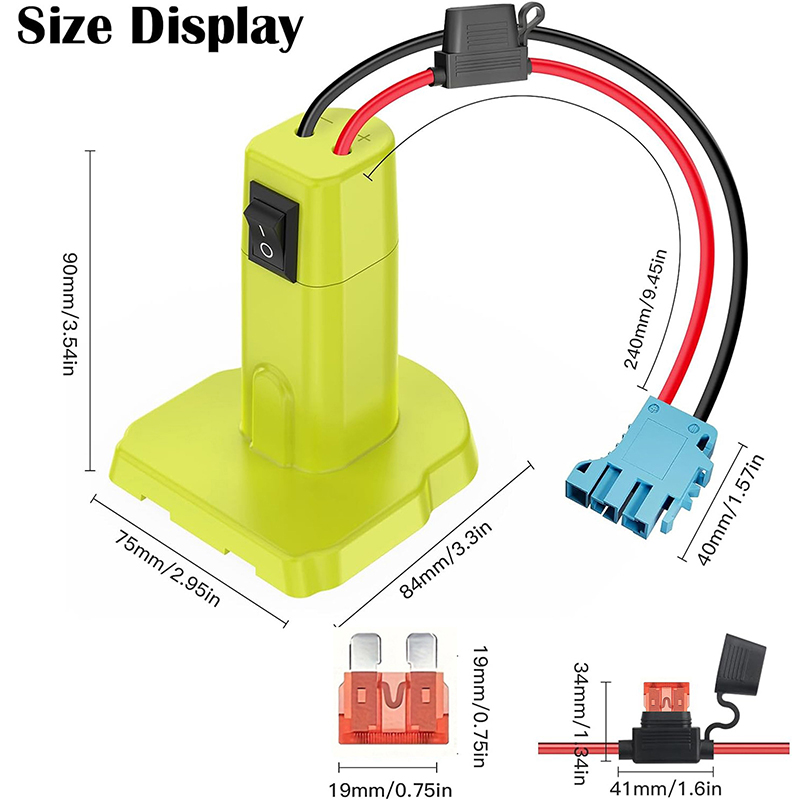 Power Wheels Adapter For Ryobi 18V Battery With Fuse Switch DIY Battery ...