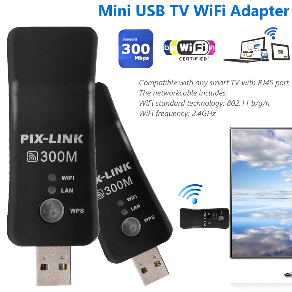 【Trending in Fashion】 300Mbps USB TV Adapter 2.4Ghz Network RJ45 WPS ...