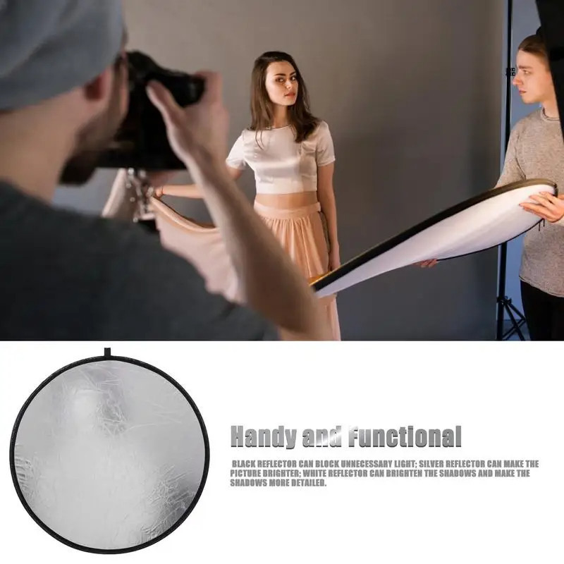 Photography 30cm60cm80cm110cm 2 in 1 Sliver White Reflector Photo ...