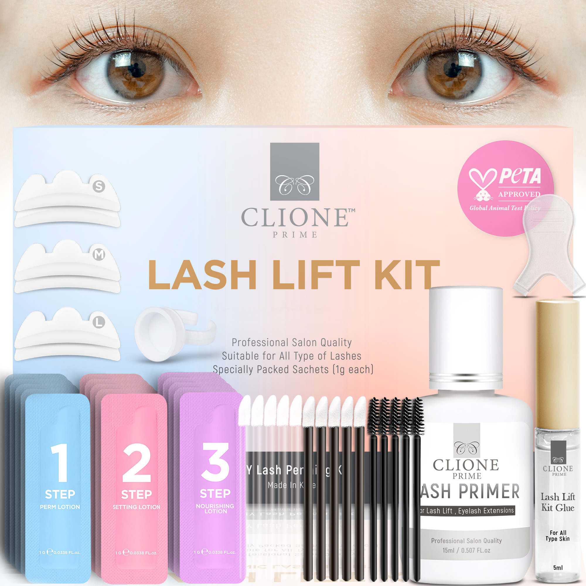 Clione Prime Lash Lift Kit - Eyelash Lift Kit, 5 Times Use Eyelash Perm ...