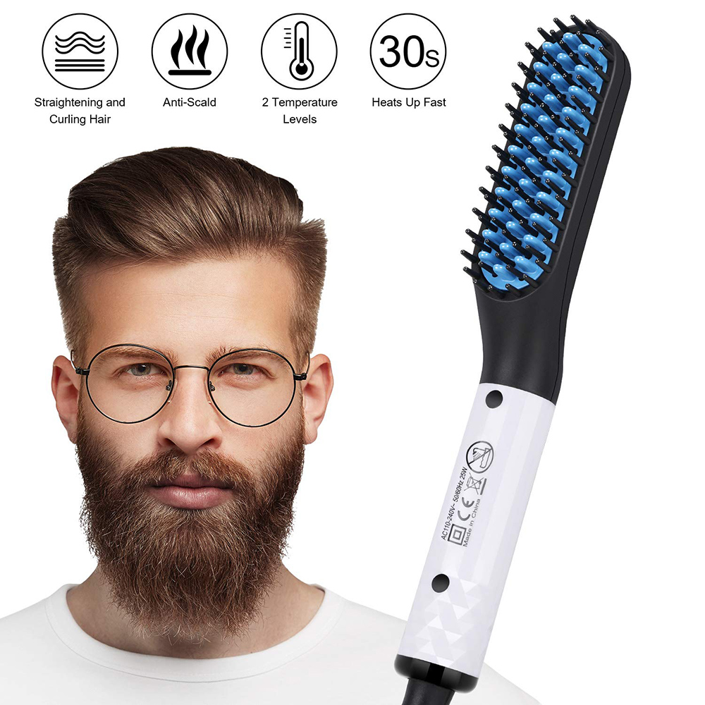 Updated Straightener Man's Hair Flat Iron Fast Heated Straightening Comb Beard and Show Cap Hair ...