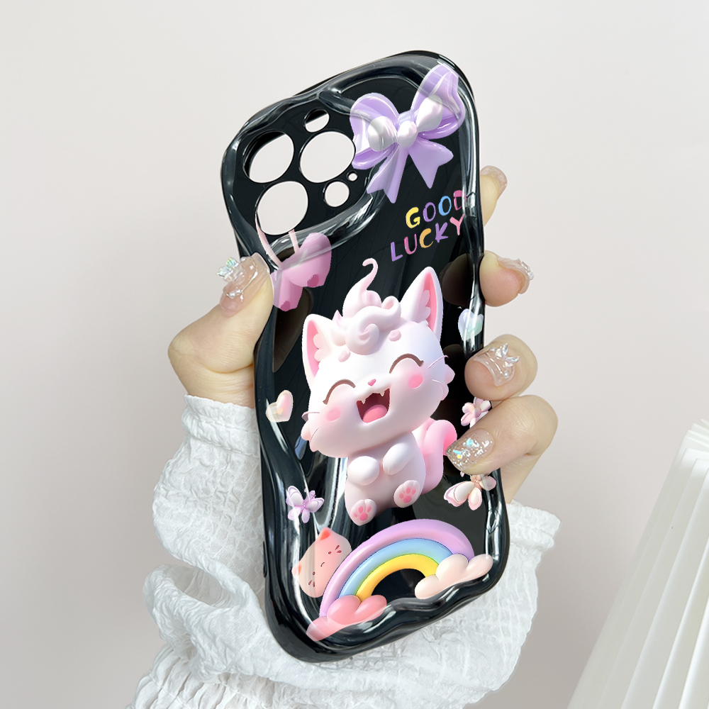 Hontinga for Samsung A13 4G Back Cover Pink Cat Phone Case Texture Wavy ...