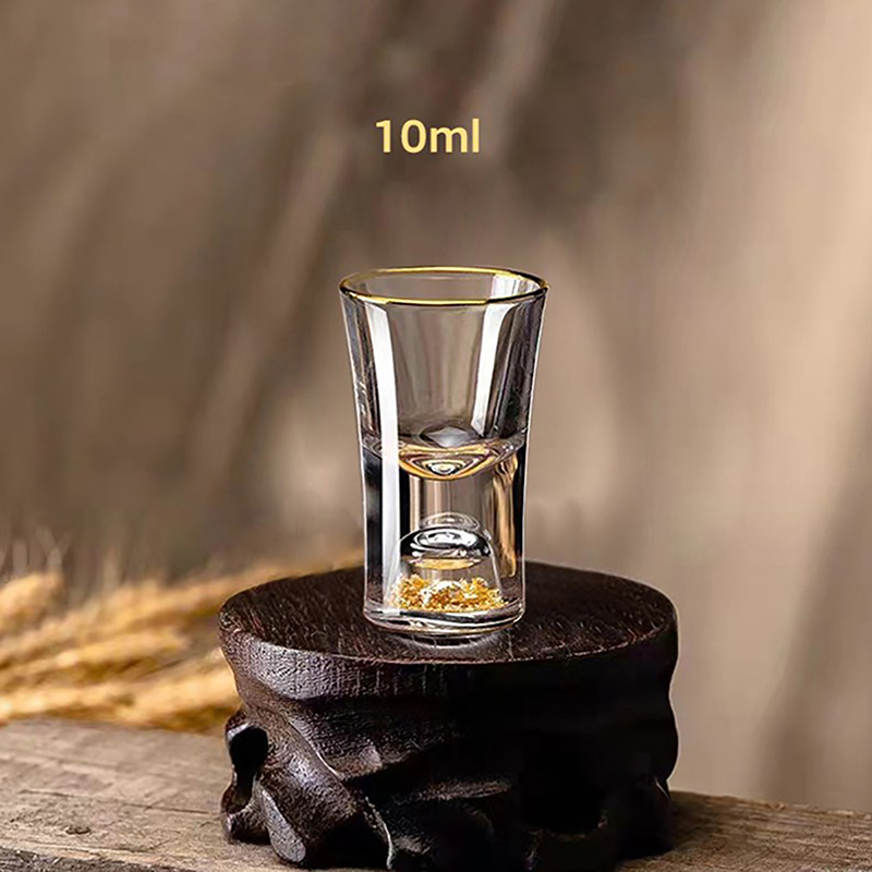 Luxury Crystal Glass Vodka Glass Sake Glass Bar Bottom Gold Foil Glass ...