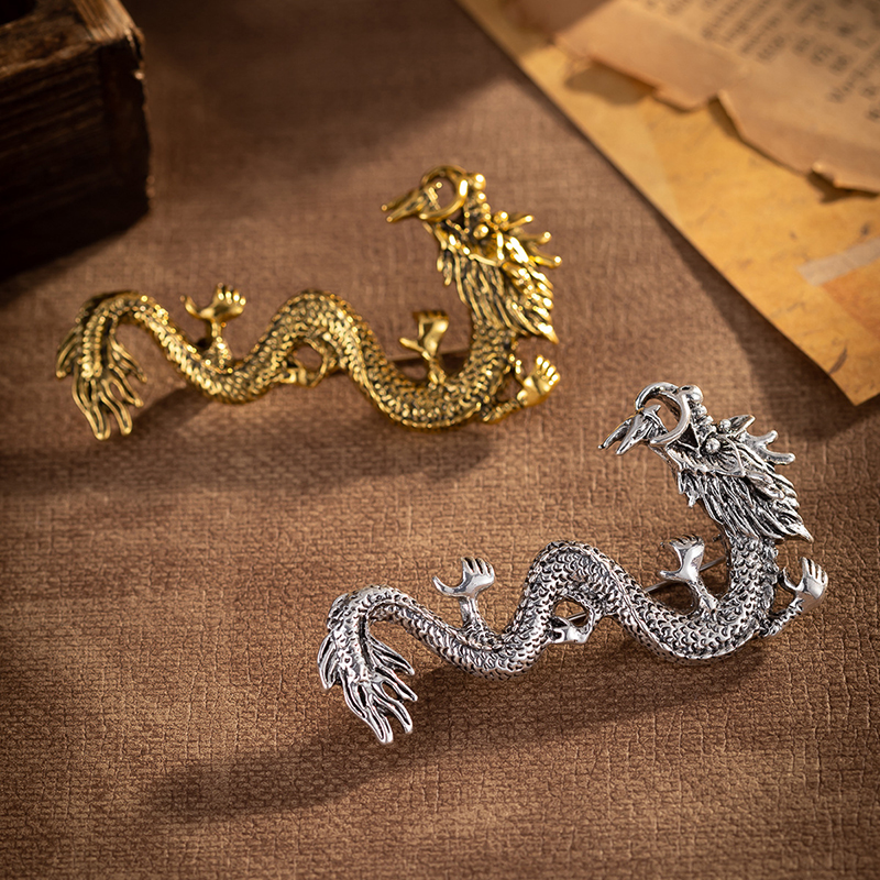 Chinese Style Zodiac Dragon Brooch Suit Coat Lapel Pin For Men Women ...