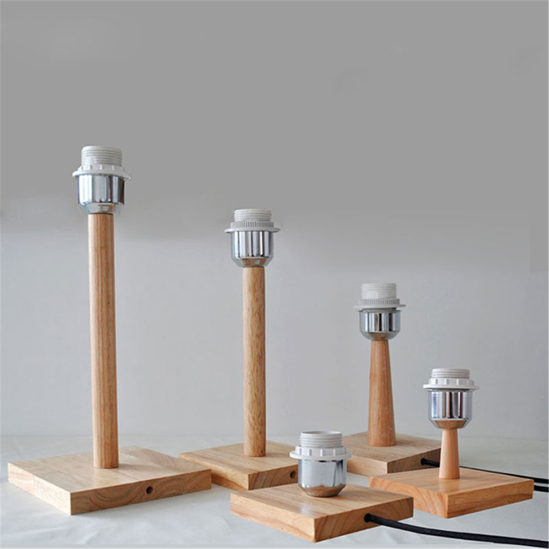 【Folio & Light】Plug In Square Solid Wooden Lamp Base Holder With On/off ...