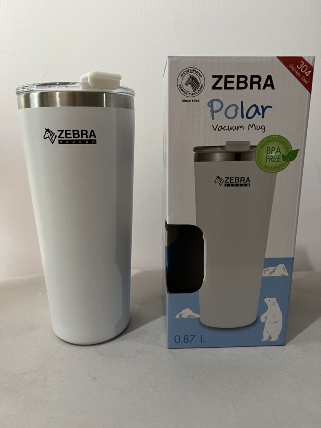 Zebra ถ้วยน้ำสูญญากาศ Polar สแตนเลส ตราหัวม้าลาย ขนาด 0.87 ลิตร ***คละ ...