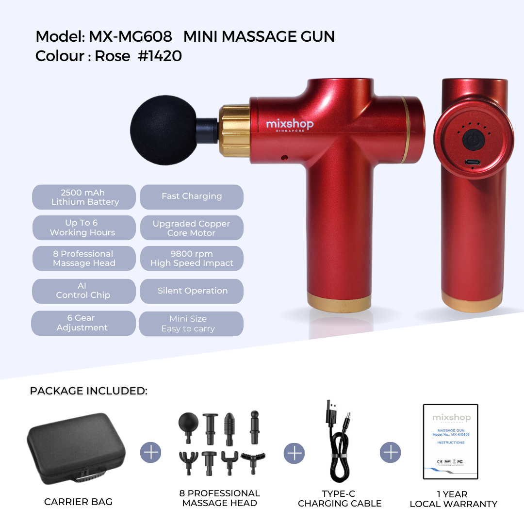 mixshop Massage Gun, Mini Massage Gun, Fascia Gun, 2500mAh Battery ...