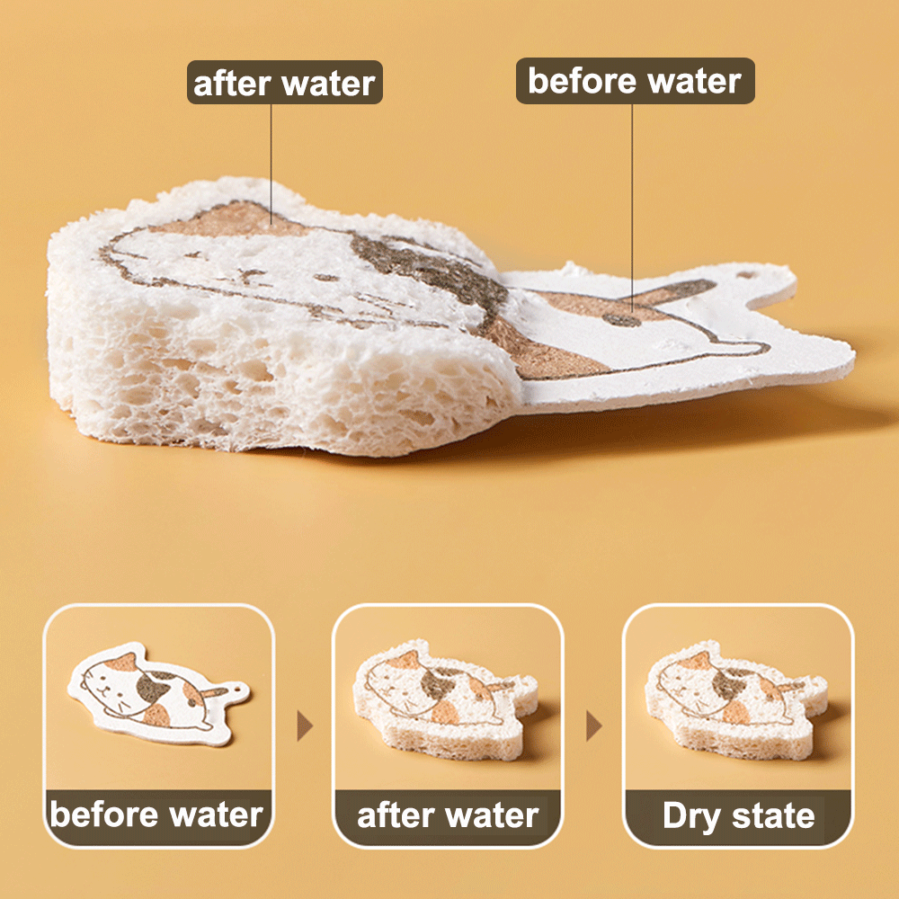 Compressed Wood Pulp Sponge Dishwashing Kitchen Scourer Multifunction ...