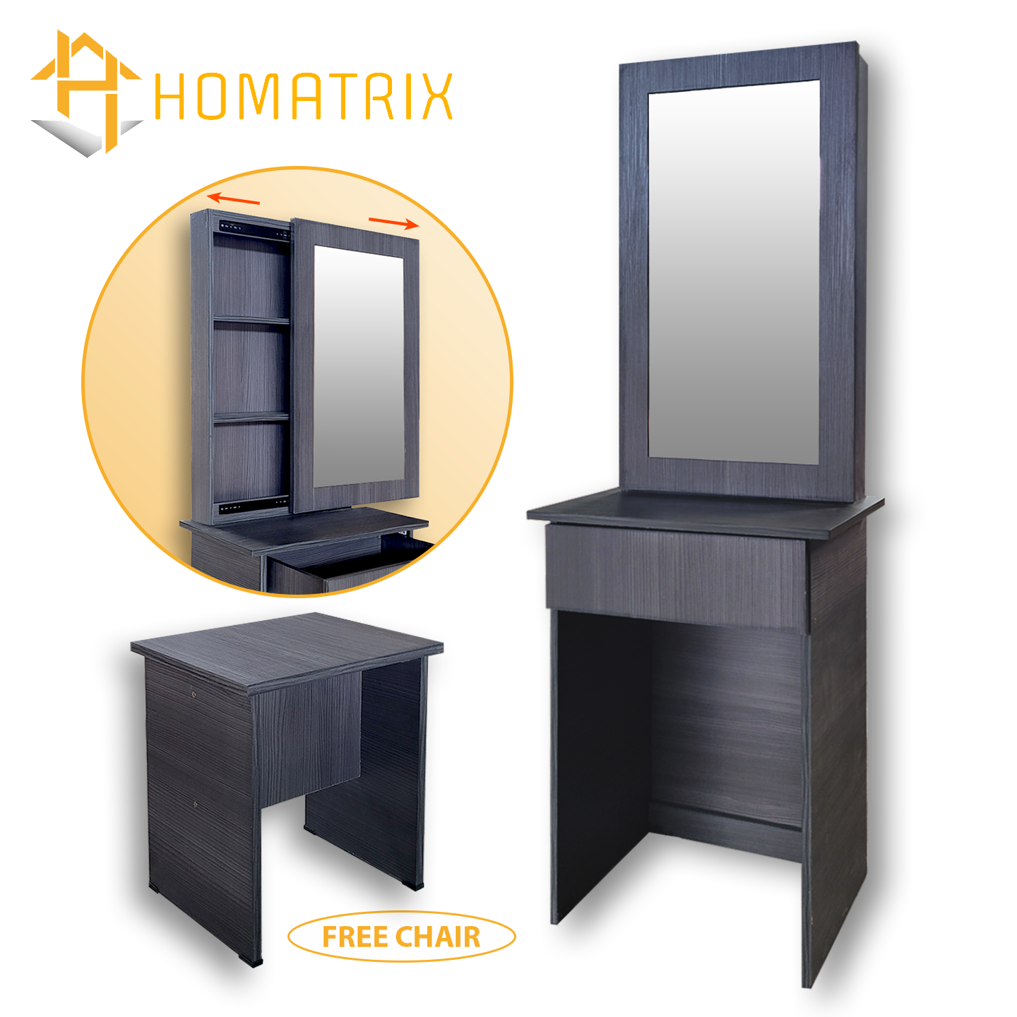 HOMATRIX Minimalist Simple Make Up Dressing Table With Mirror Sliding ...